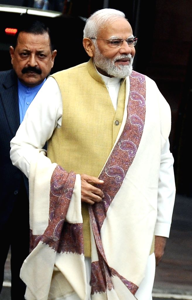 Prime minister Narendra Modi arrives for the joint session of Parliament