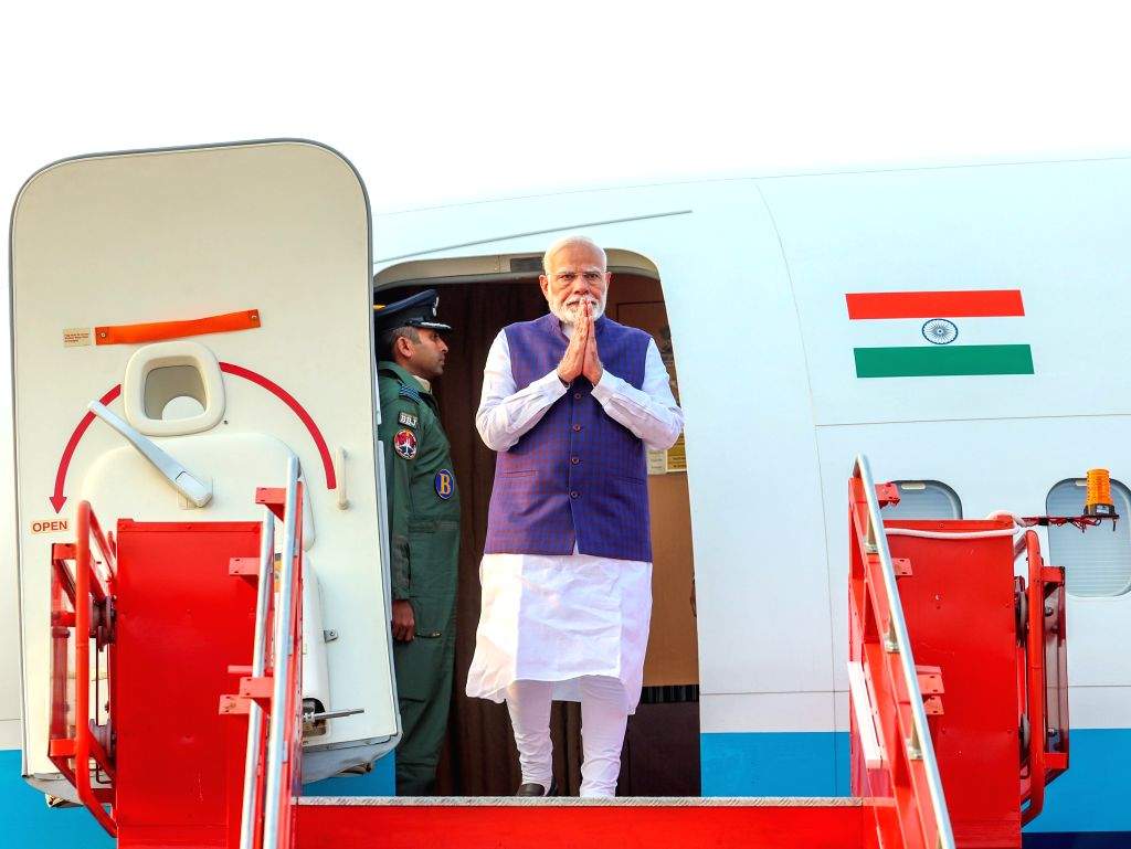 Prime Minister Narendra Modi arrives in Andhra Pradesh