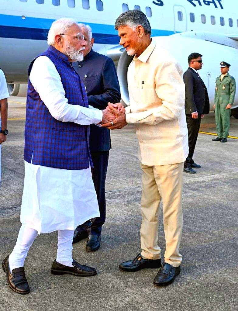 Prime Minister Narendra Modi arrives in Andhra Pradesh