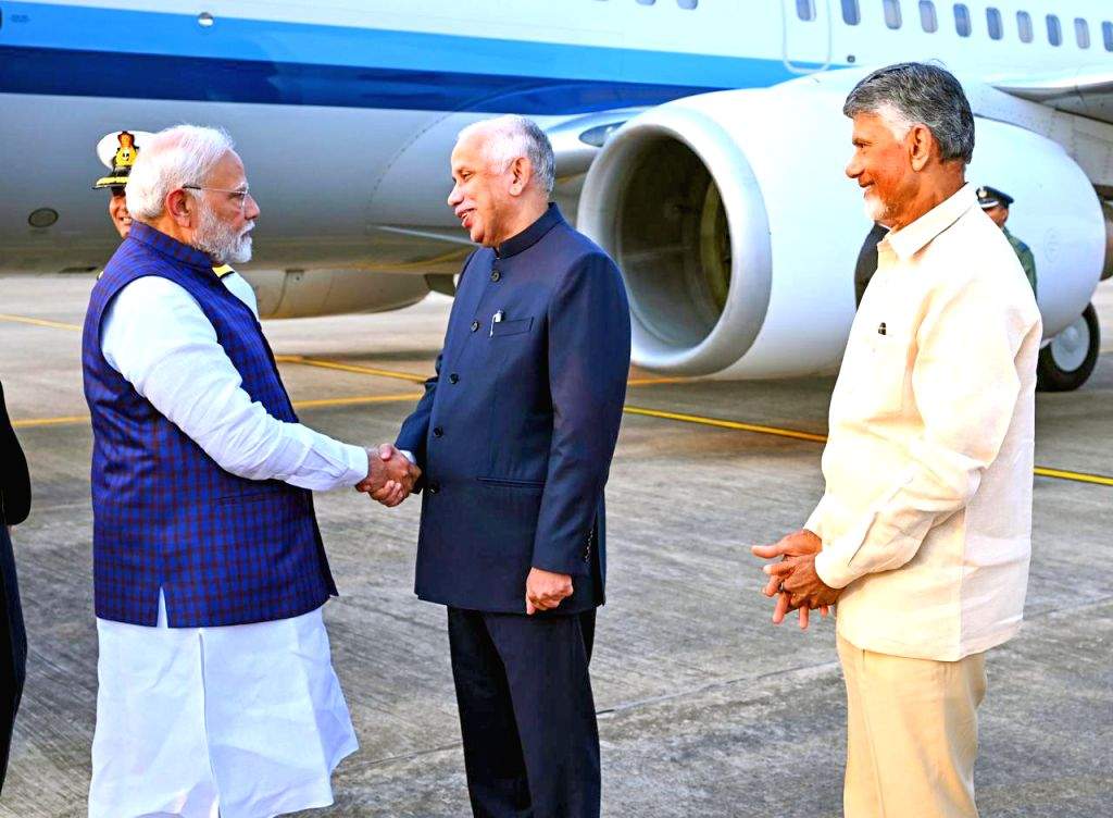 Prime Minister Narendra Modi arrives in Andhra Pradesh