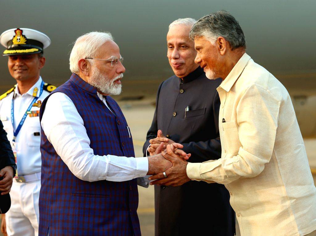 Prime Minister Narendra Modi arrives in Andhra Pradesh