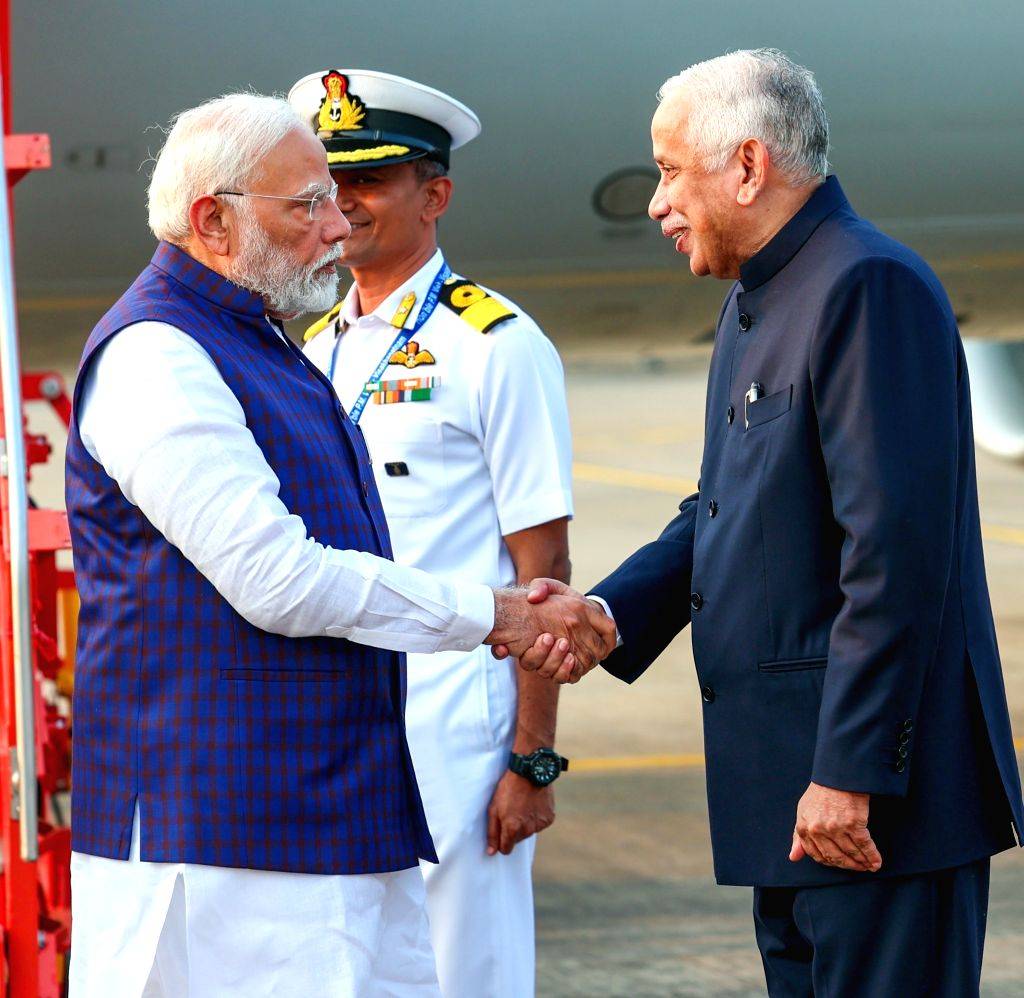 Prime Minister Narendra Modi arrives in Andhra Pradesh