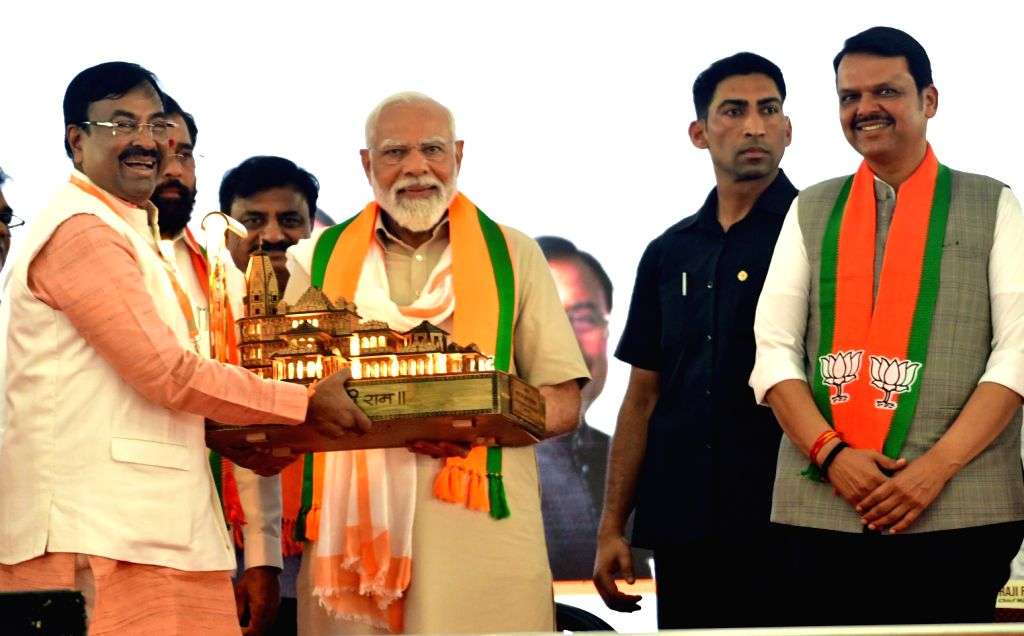 Prime Minister Narendra Modi at an public rally ahead of Lok Sabha ...