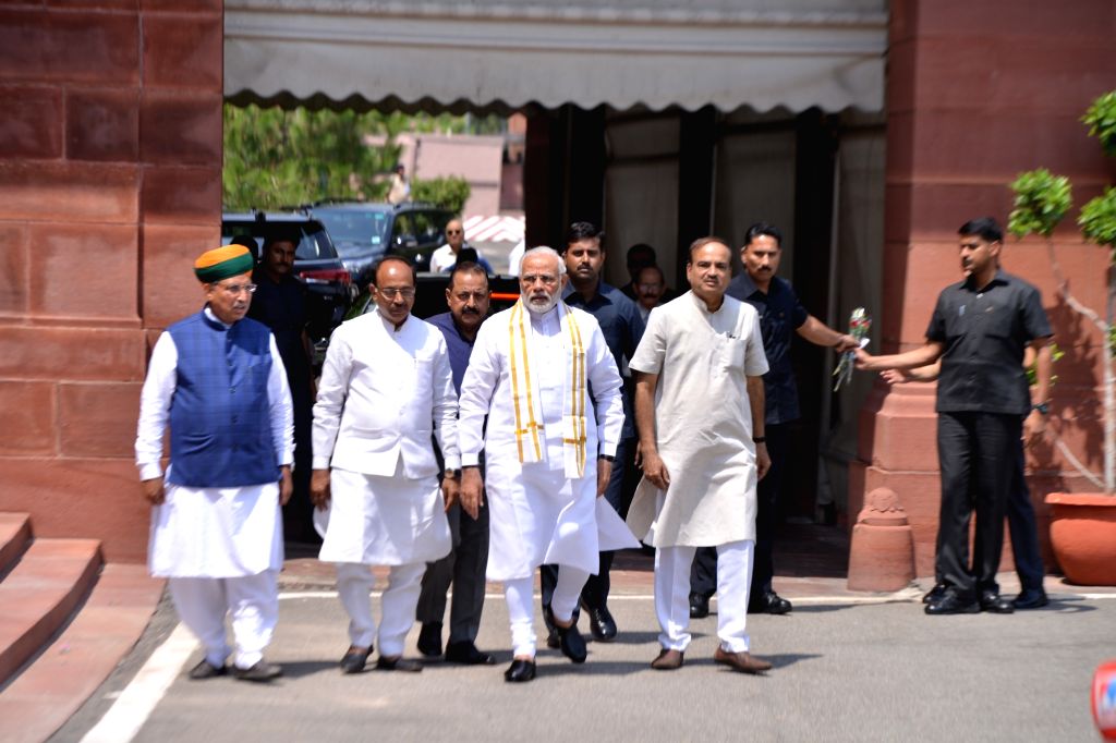Narendra Modi addressing the media ahead of the Monsoon Session