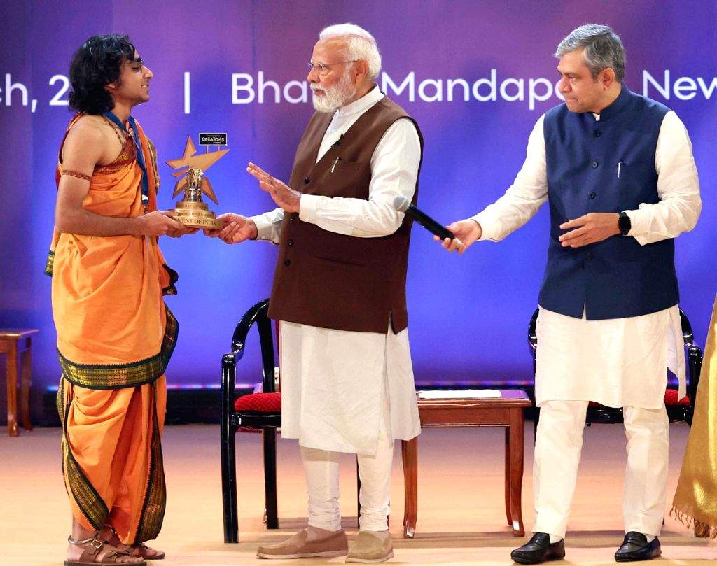 Prime Minister Narendra Modi at the first ever National Creators Award