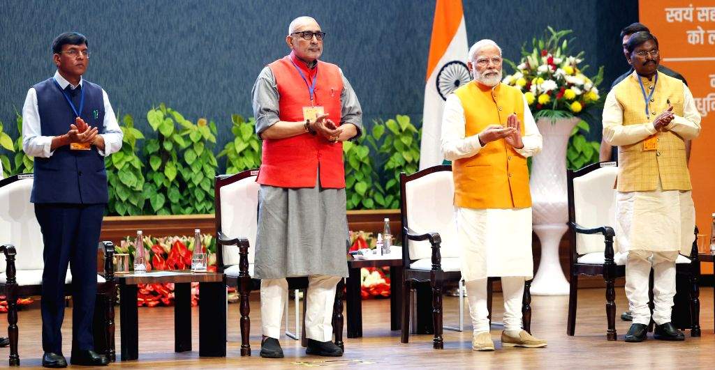 Prime Minister Narendra Modi at the Sashakt Nari - Viksit Bharat' programme