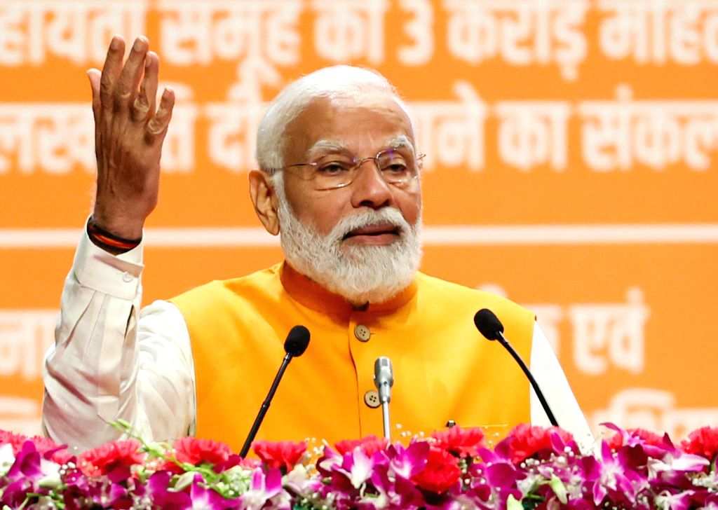 Prime Minister Narendra Modi at the Sashakt Nari - Viksit Bharat' programme