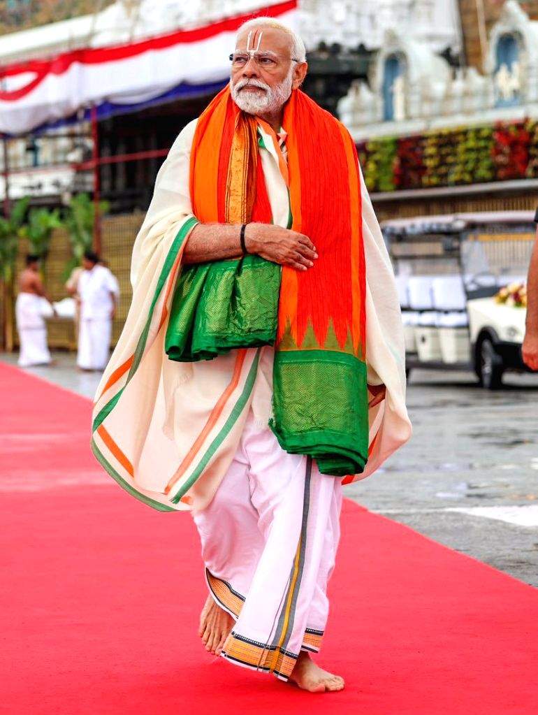 Prime Minister Narendra Modi at the Sri Venkateswara Swamy Temple