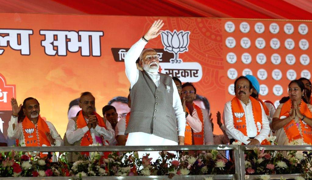 Prime Minister Narendra Modi attends a public meeting amid the ongoing ...