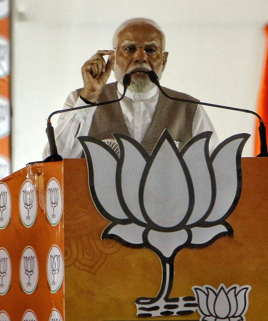 Prime Minister Narendra Modi attends a public meeting amid the ongoing ...