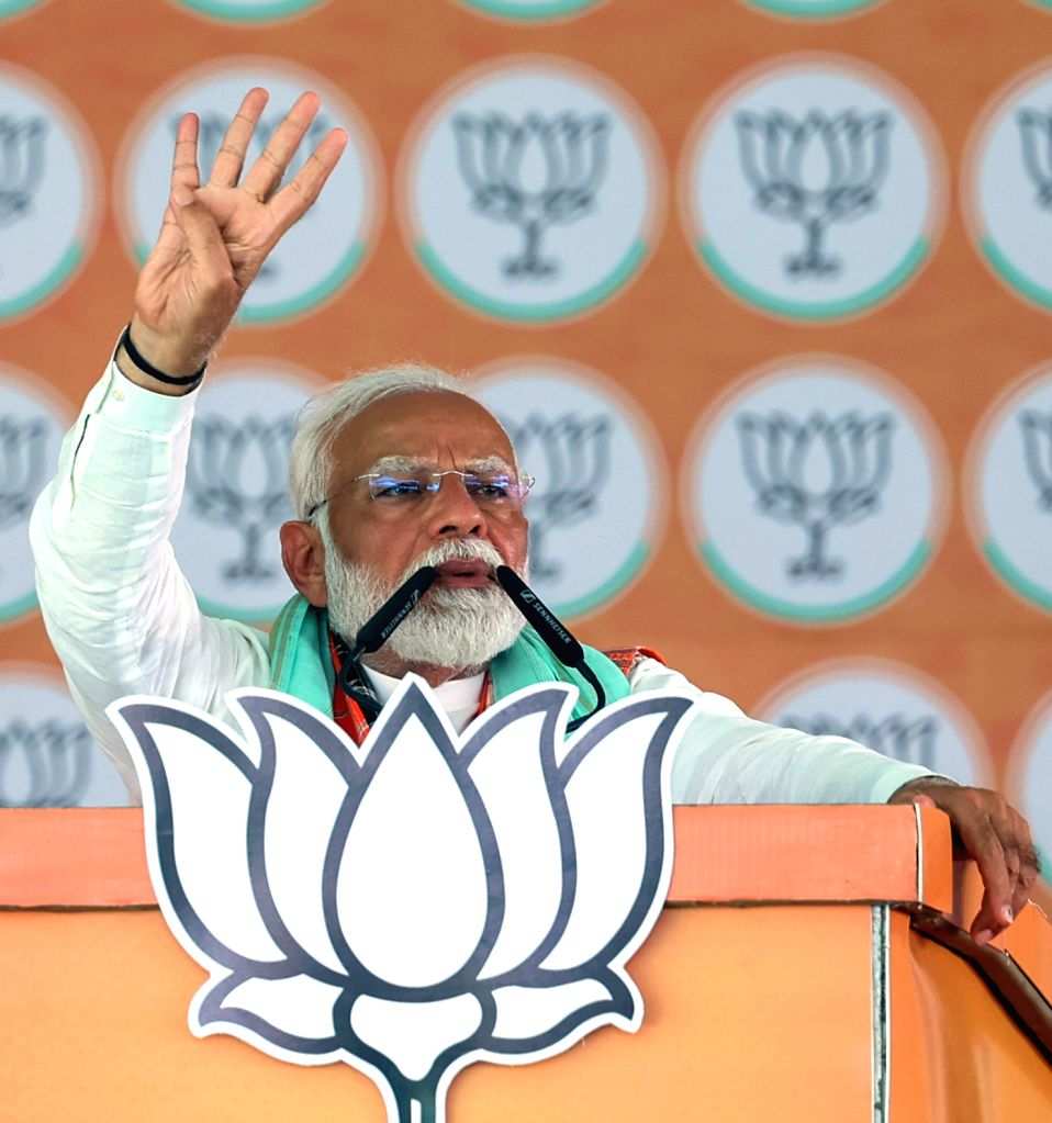 Prime Minister Narendra Modi attends a public meeting ahead of Lok ...