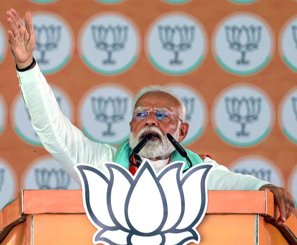 Prime Minister Narendra Modi attends a public meeting ahead of Lok ...