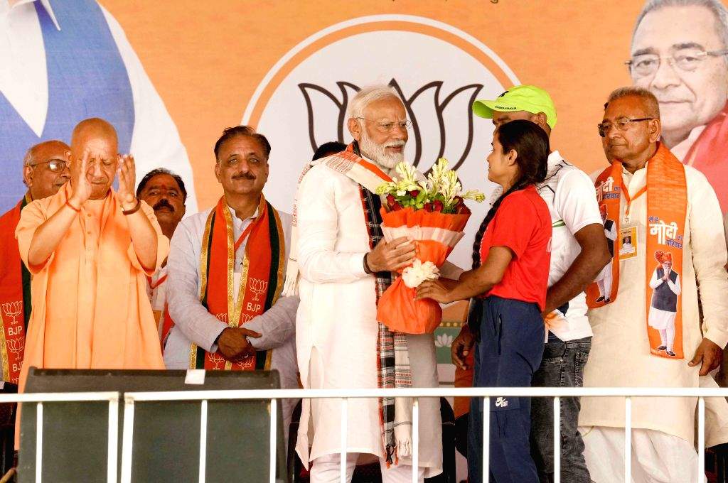 Prime Minister Narendra Modi attends a public meeting ahead of Lok ...