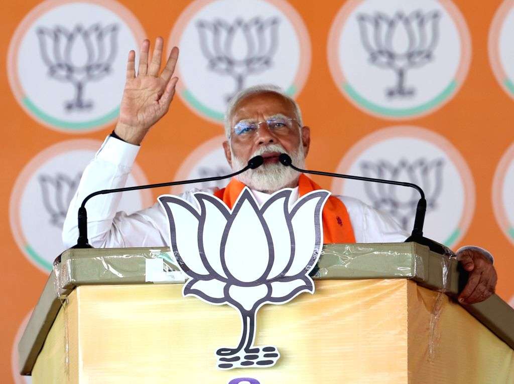 Prime Minister Narendra Modi attends a public meeting amid ongoing Lok ...