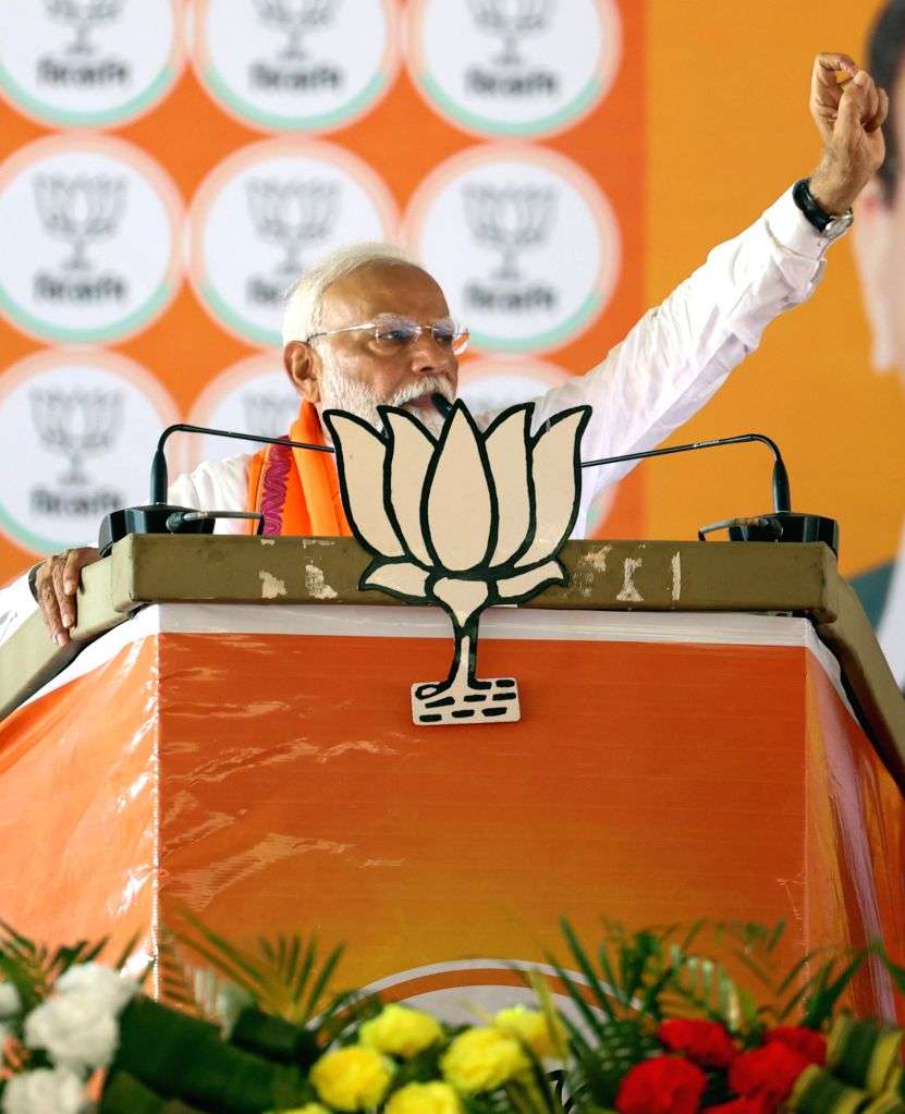Prime Minister Narendra Modi attends a public meeting amid ongoing Lok ...
