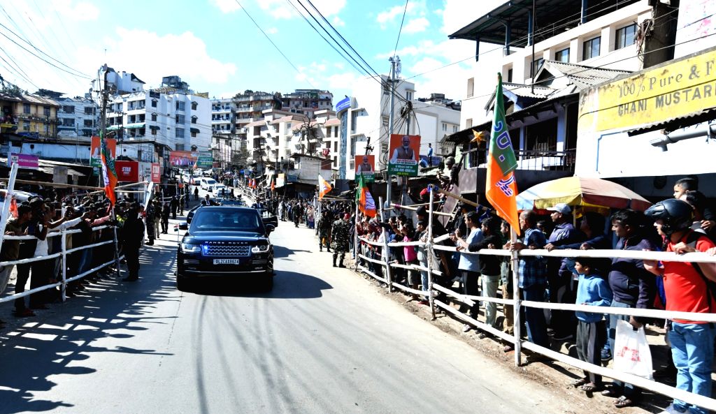 Prime Minister Narendra Modi being welcomed by people in Shillong