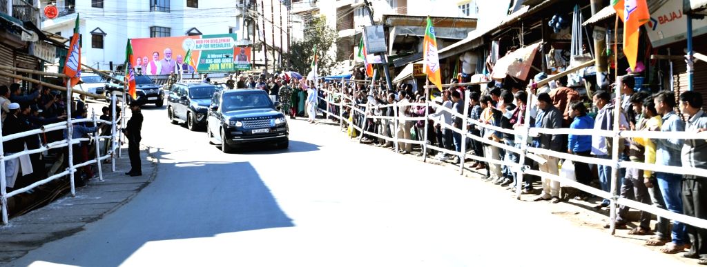 Prime Minister Narendra Modi being welcomed by people in Shillong