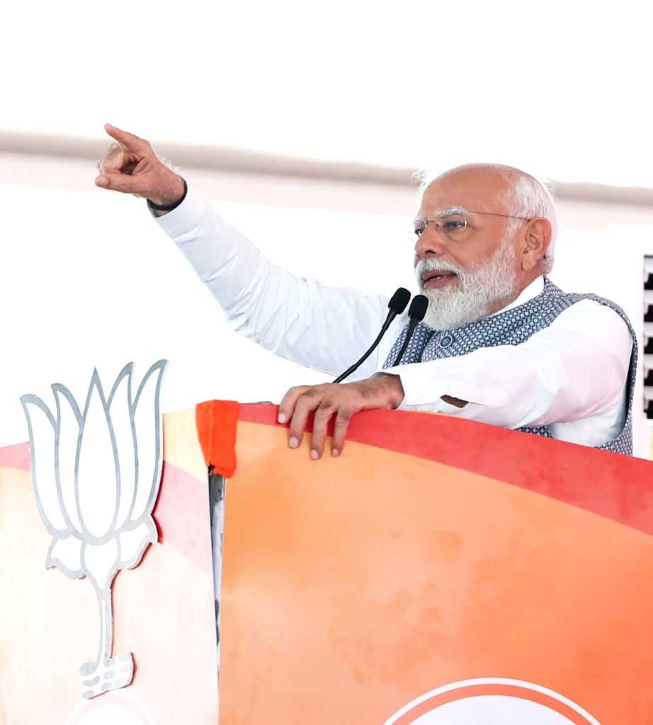Prime Minister Narendra Modi during a public meeting for Lok Sabha polls