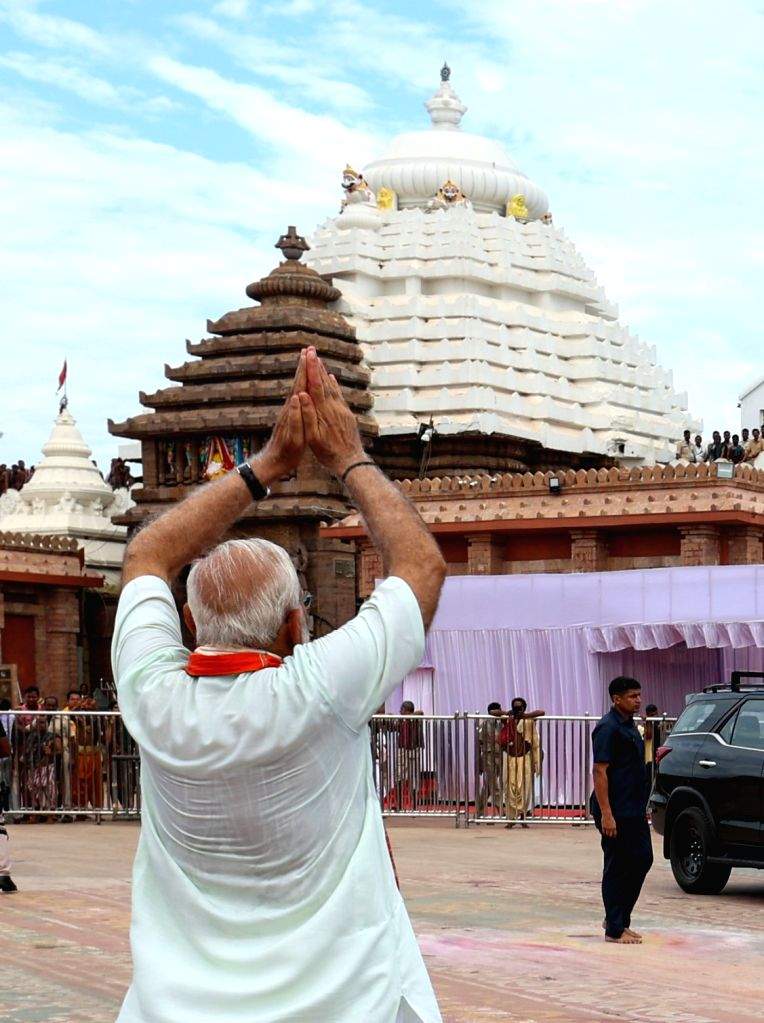 Prime Minister Narendra Modi during a visit to Jagannath temple