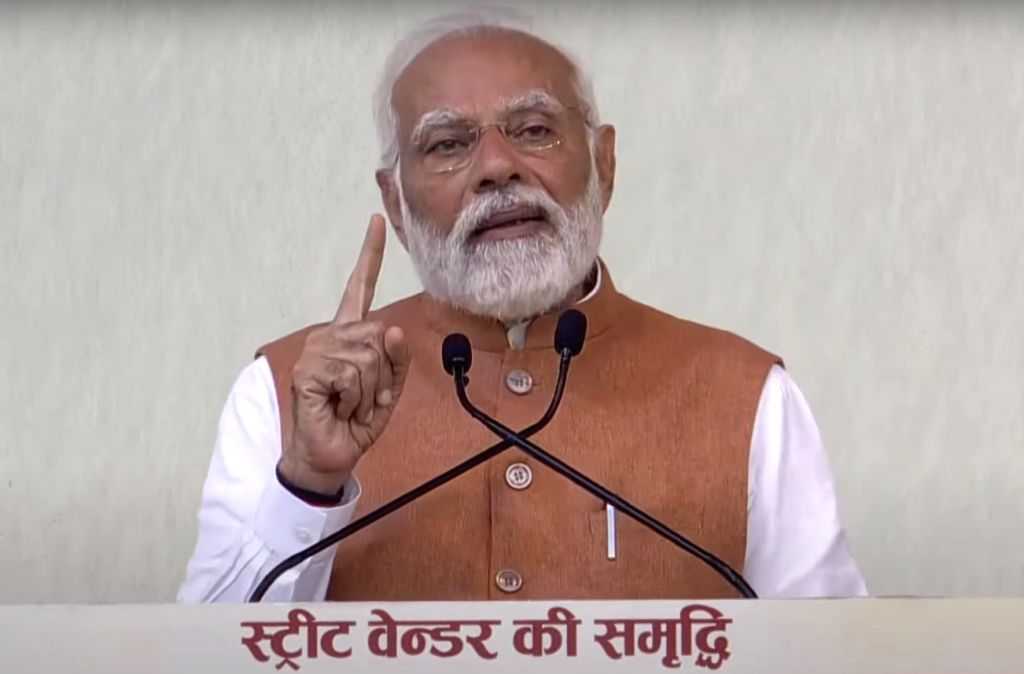 Prime Minister Narendra Modi during an event of 'PM SVANidhi scheme at ...