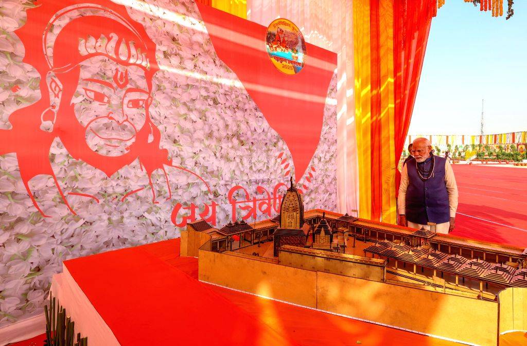 Prime Minister Narendra Modi during his visit to Bade Hanuman Temple