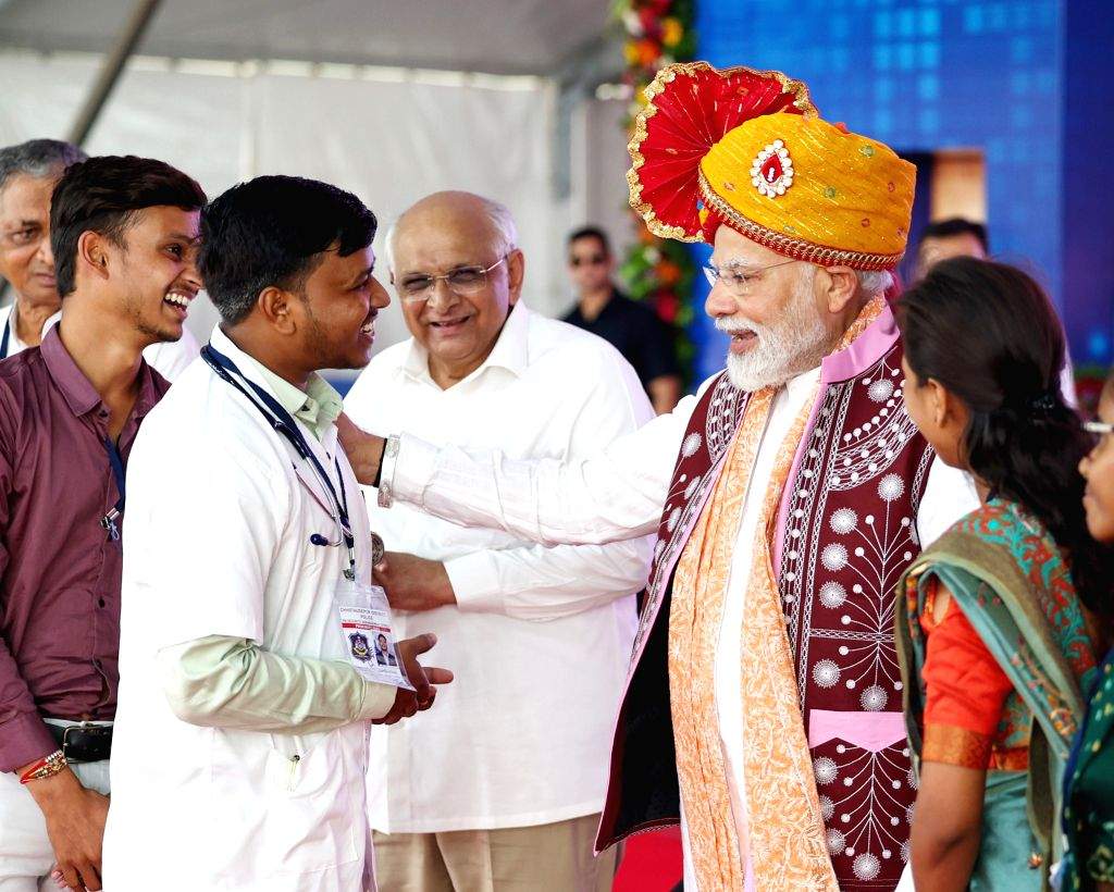 Prime Minister Narendra Modi during the foundation stone laying ...