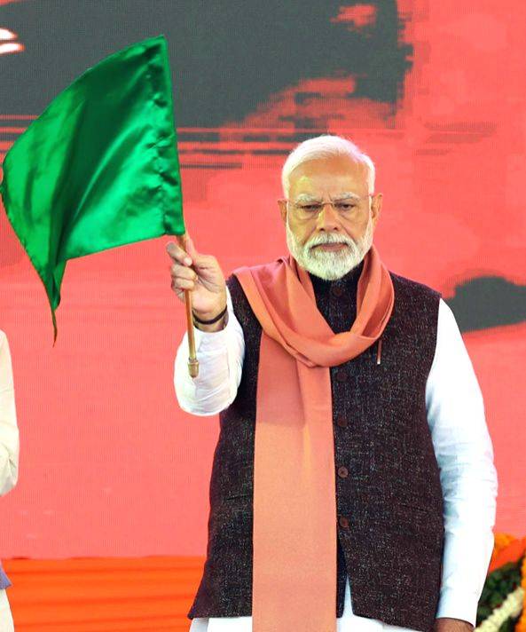 Prime Minister Narendra Modi during the foundation stone laying ...