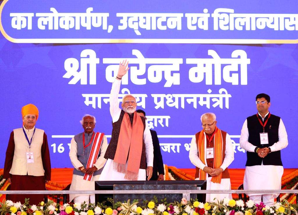Prime Minister Narendra Modi during the foundation stone laying ...