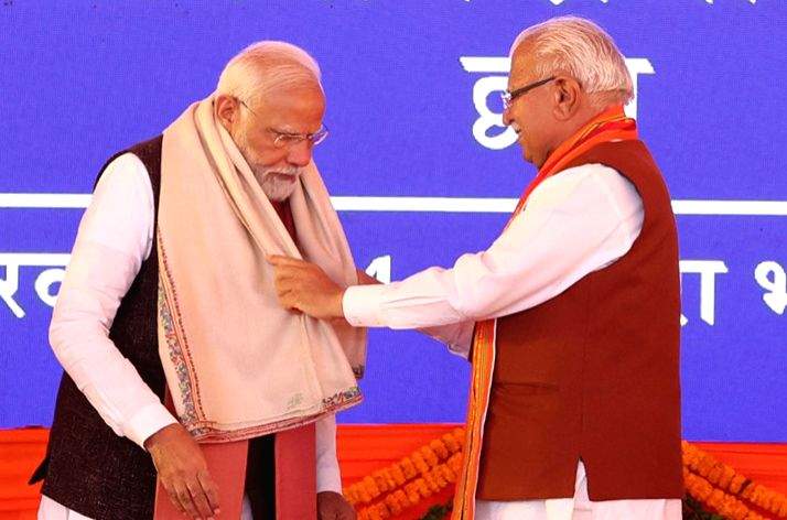 Prime Minister Narendra Modi during the foundation stone laying ...