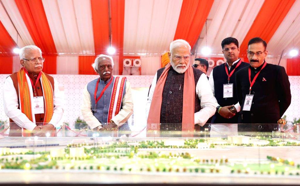 Prime Minister Narendra Modi during the foundation stone laying ...