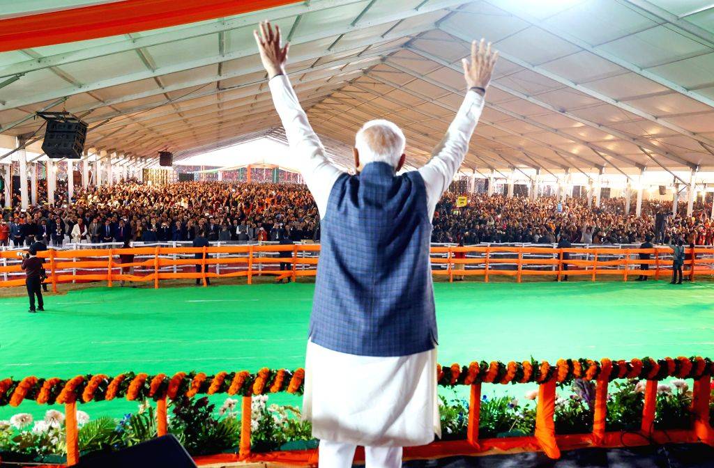 Prime Minister Narendra Modi during the foundation-laying ceremony of ...