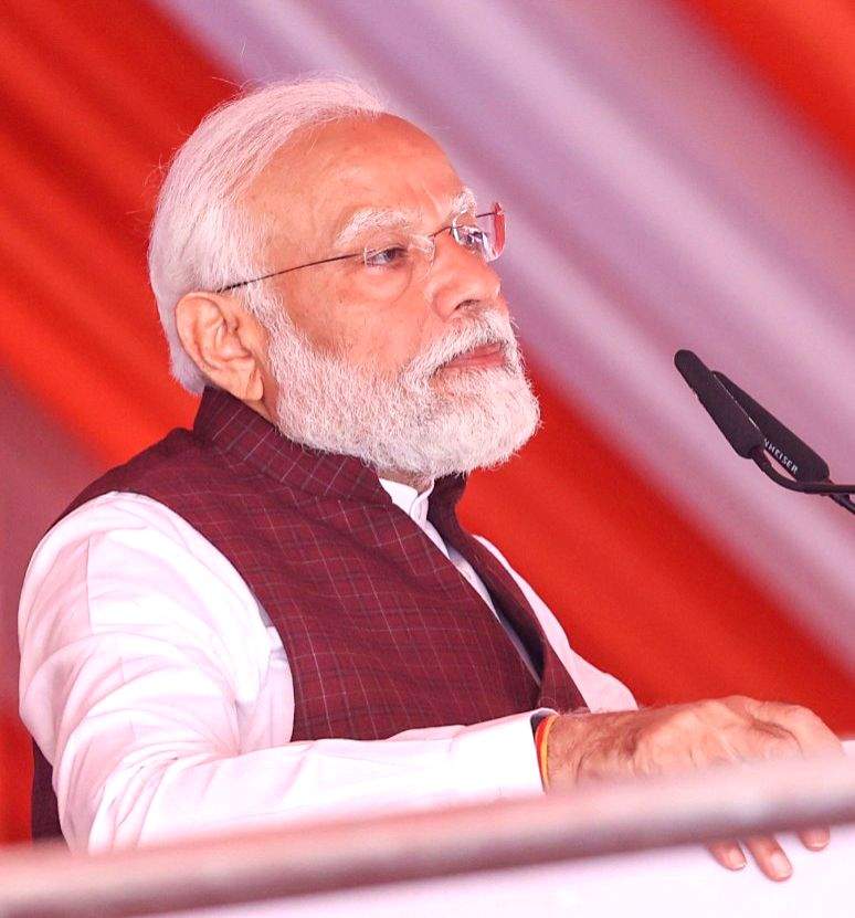 Prime Minister Narendra Modi during the foundation stone laying and ...