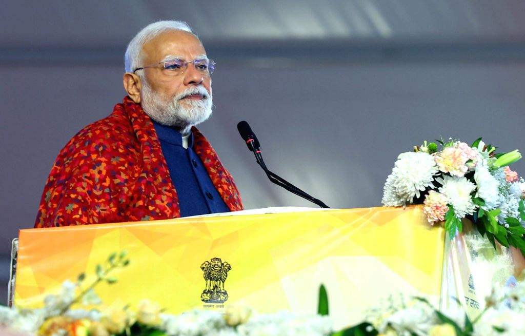 Prime Minister Narendra Modi during the foundation stone laying and ...