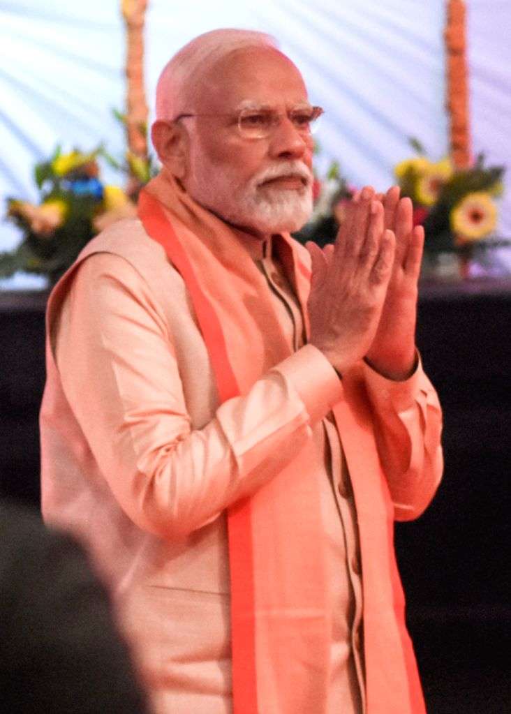 Prime Minister Narendra Modi during the 4th groundbreaking ceremony of ...