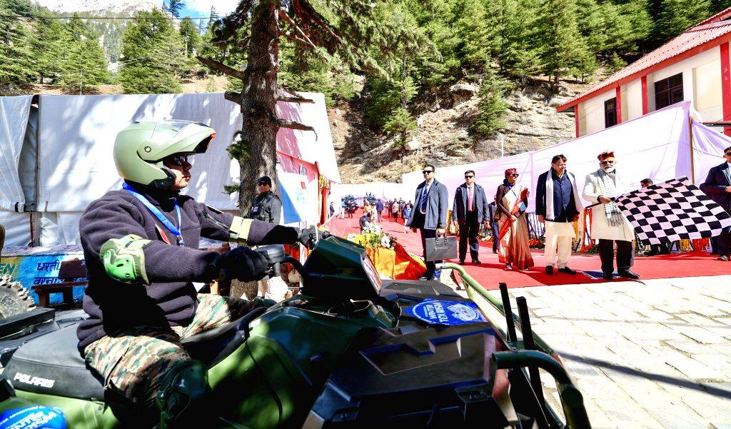 Prime Minister Narendra Modi flags off a trek and bike rally