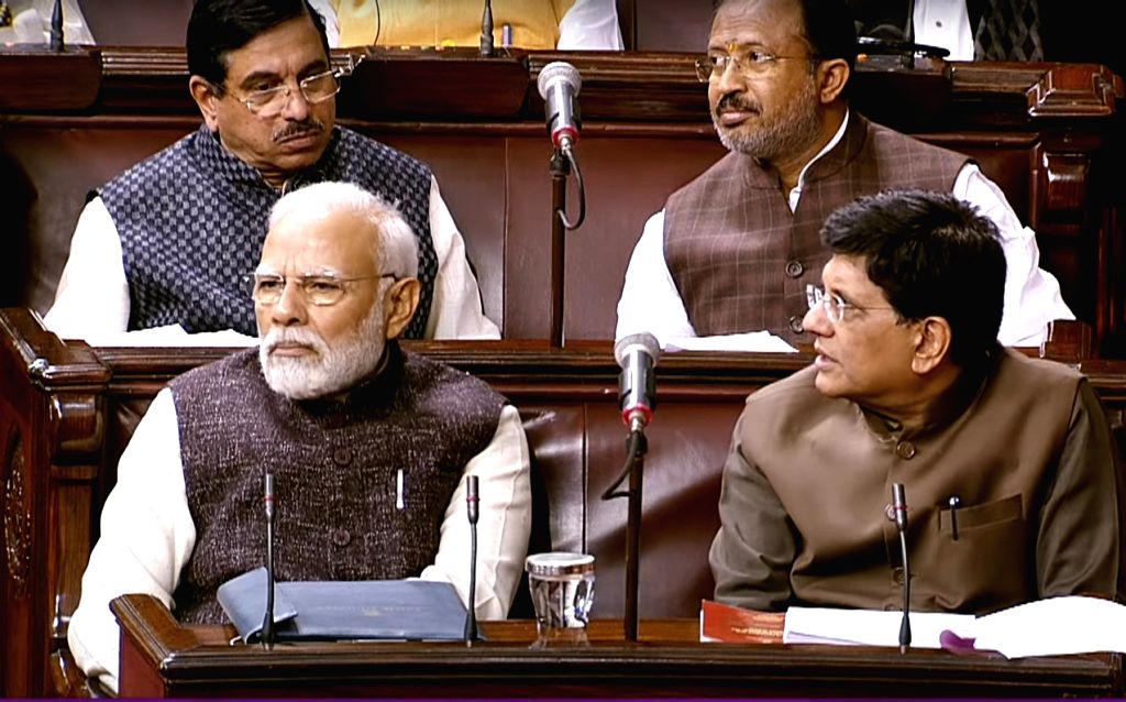 Prime Minister Narendra Modi in Rajya Sabha during the ongoing winter ...