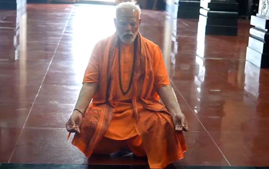 Prime Minister Narendra Modi meditates at the Vivekananda Rock Memorial