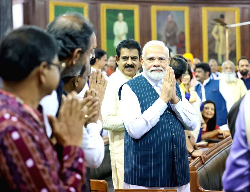 Prime Minister Narendra Modi meets parliamentarians