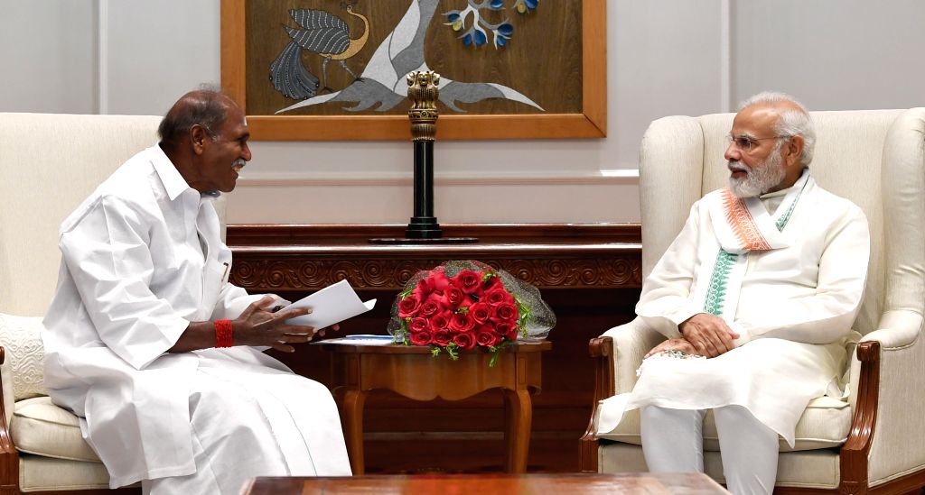 Prime Minister Narendra Modi meets Puducherry CM N. Rangasamy