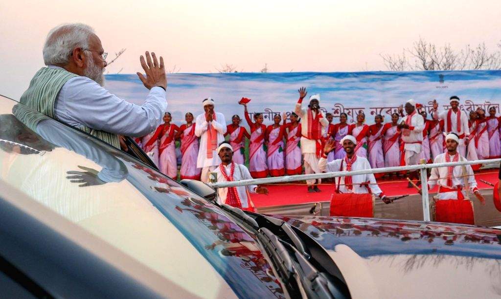 Prime Minister Narendra Modi receives a warm welcome by people upon his ...