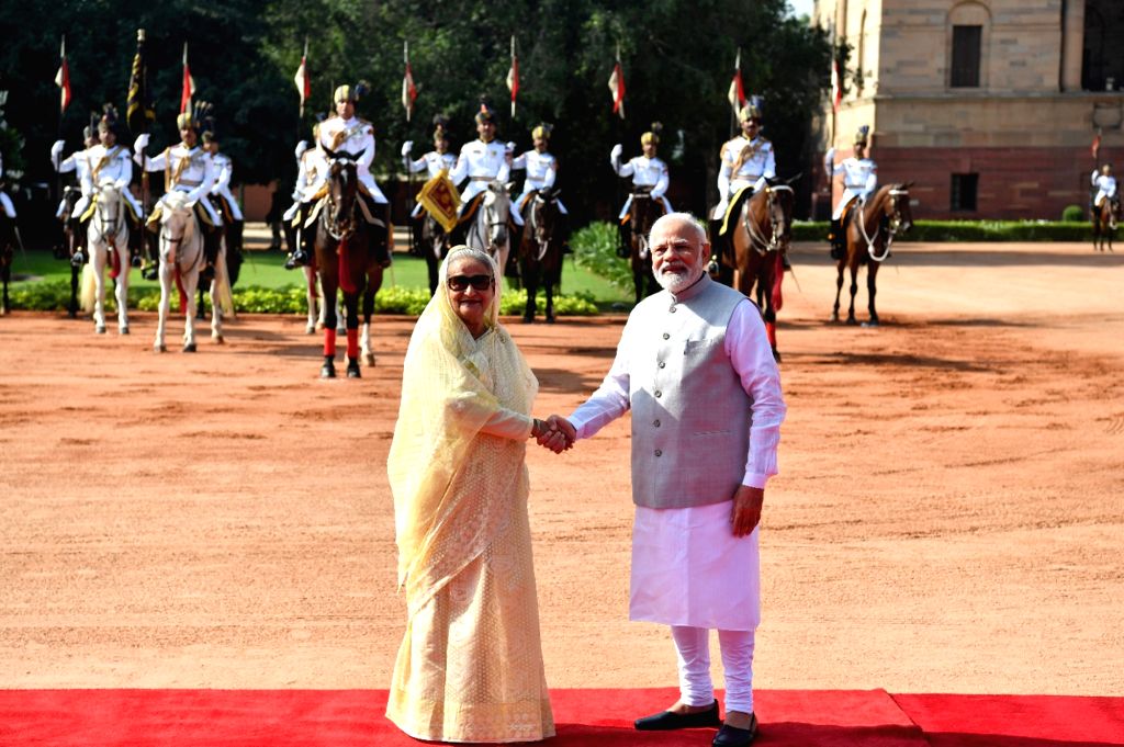 PM Modi receives Bangladesh PM Sheikh Hasina