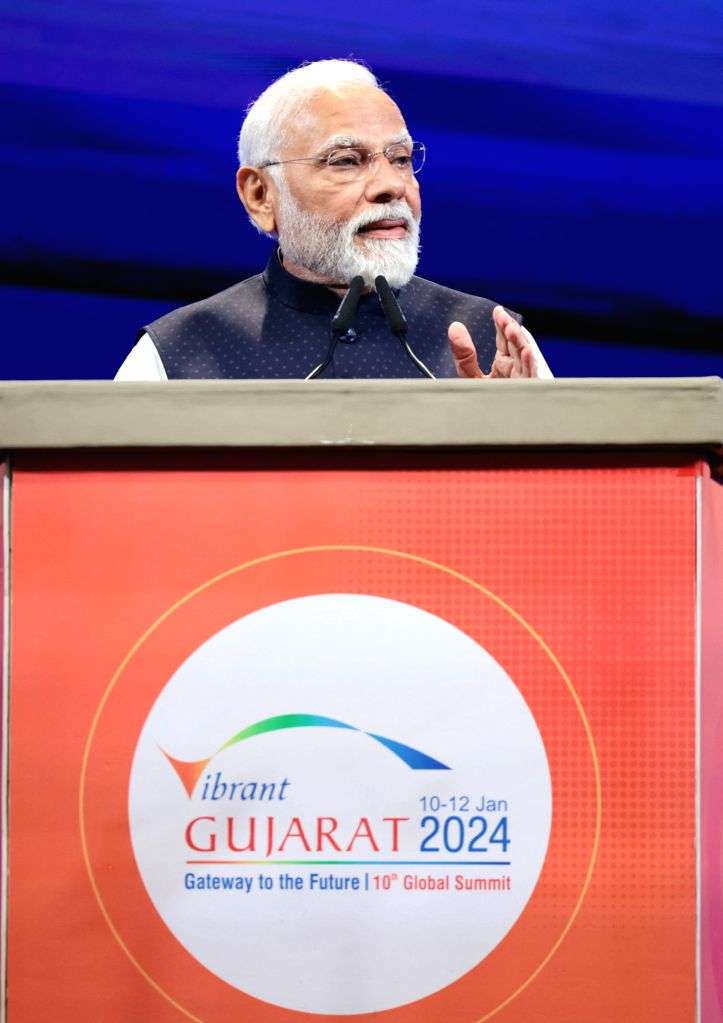 Prime Minister Narendra Modi speaks during the Vibrant Gujarat Global ...