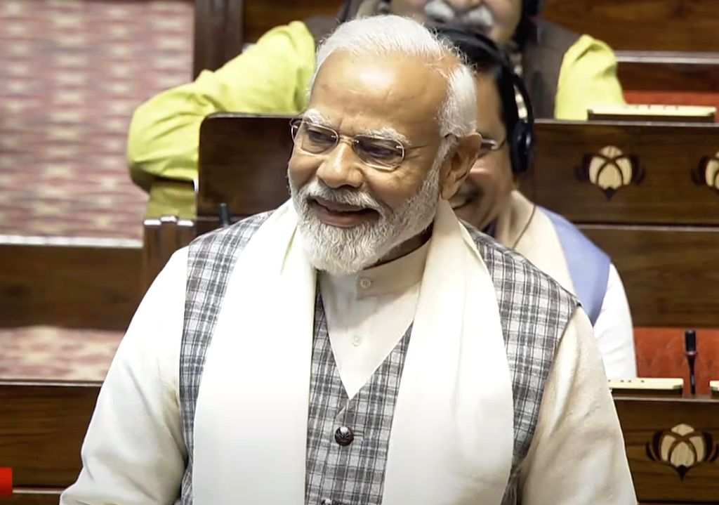 Prime Minister Narendra Modi speaks during the Budget session of Parliament