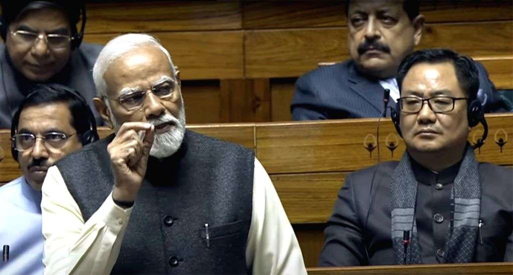 Prime Minister Narendra Modi speaks in the Lok Sabha during the Budget ...