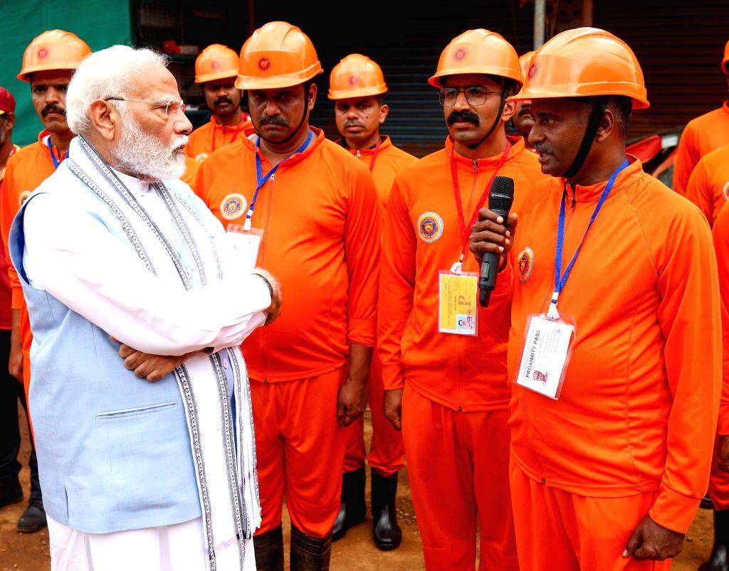 Prime Minister Narendra Modi visits the landslide affected areas