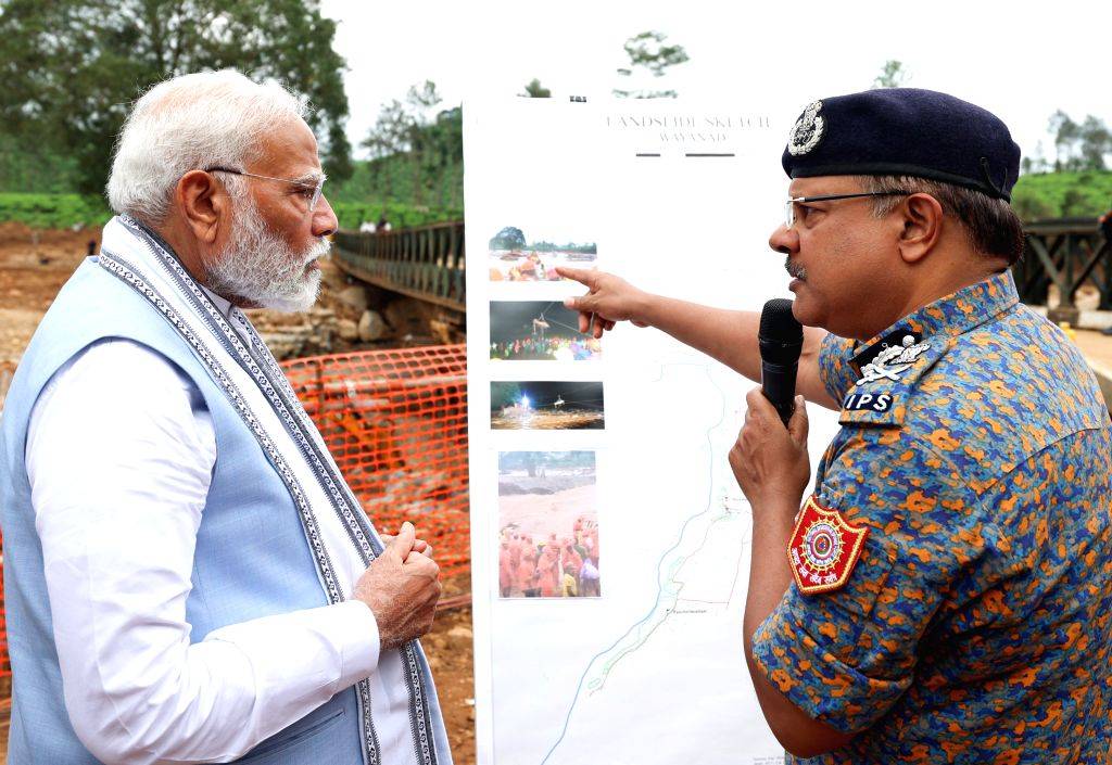 Prime Minister Narendra Modi visits the landslide affected areas