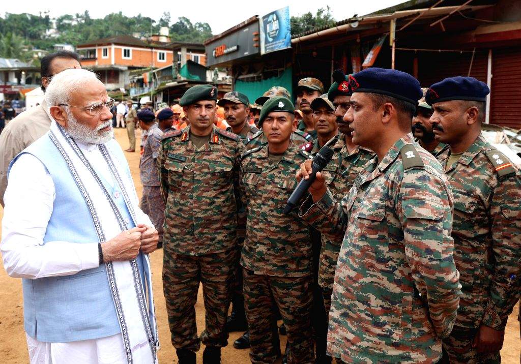 Prime Minister Narendra Modi visits the landslide affected areas