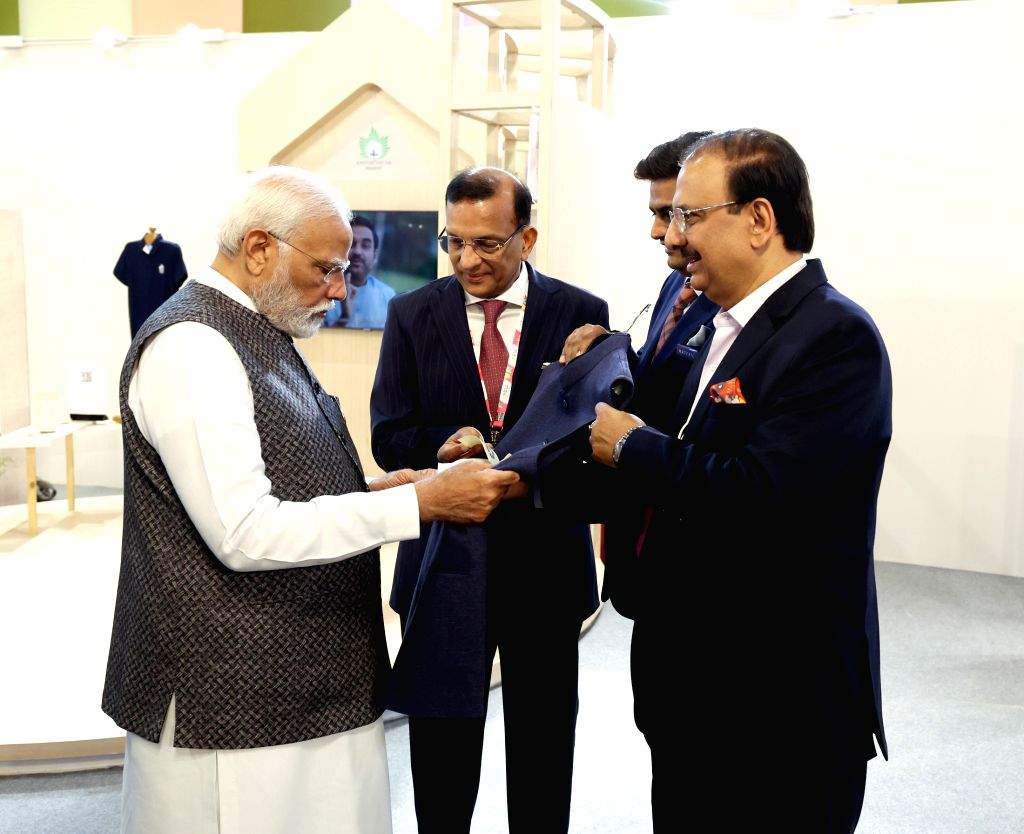 Prime Minister Narendra Modi visits the Textile exhibition showcased on ...