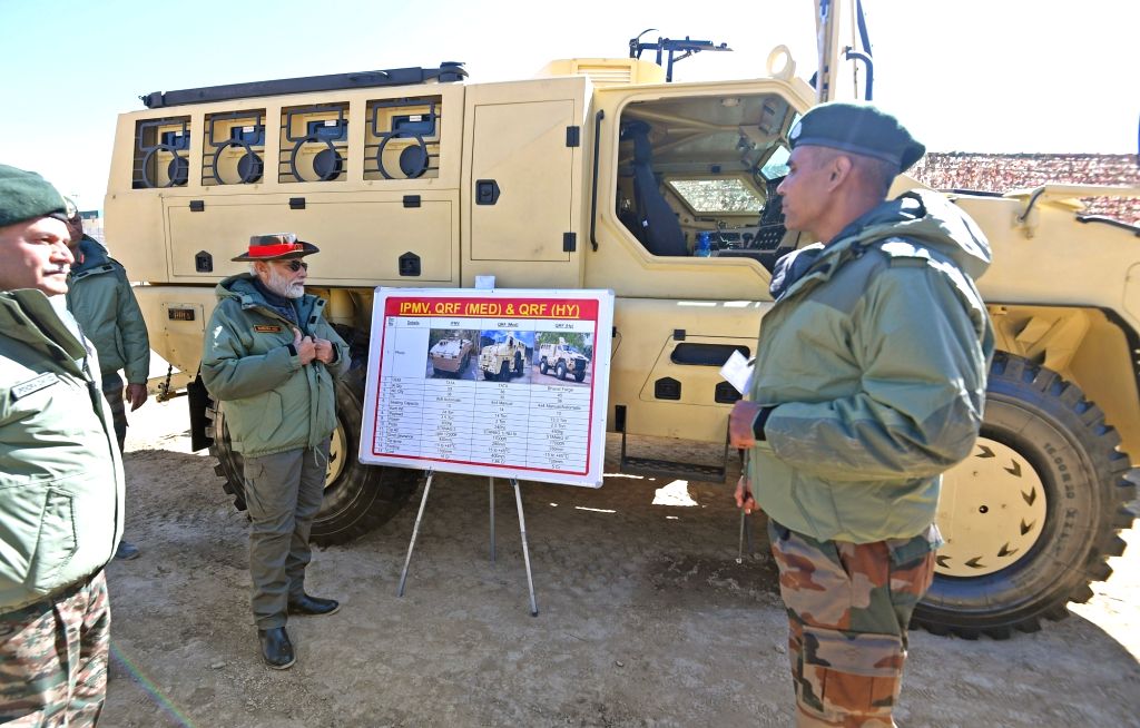 Prime Minister Narendra Modi while celebrating Diwali with army personnel