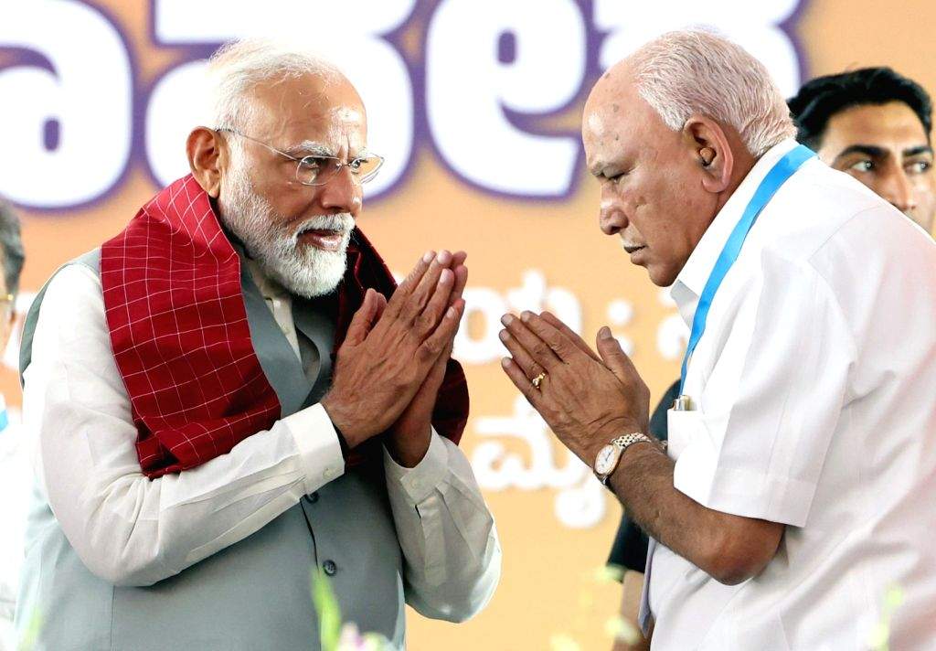 Prime Minister Narendra Modi with BJP leader BS Yeddyurappa and others ...